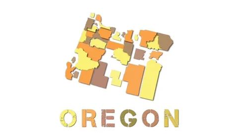 Oregon map with paper regions. Animated ... | Stock Video | Pond5
