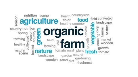 Organic farm animated word cloud. Kineti... | Stock Video | Pond5