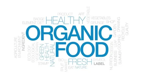 Organic food animated word cloud, text d... | Stock Video | Pond5