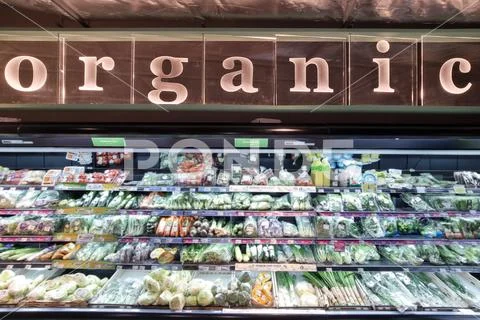Organic signage on supermarket aisle that retails fresh, healthy and ...