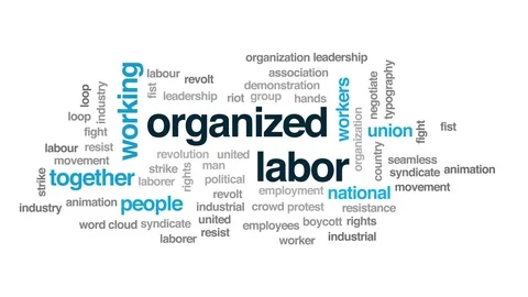 Organized labor animated word cloud. Kin... | Stock Video | Pond5