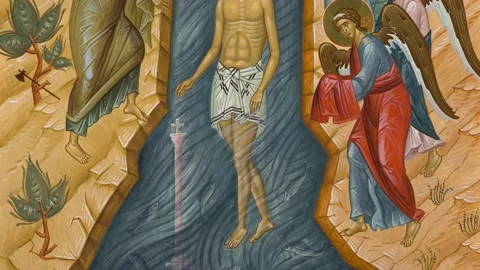 Orthodox icon Baptism of Jesus Christ | Stock Video | Pond5