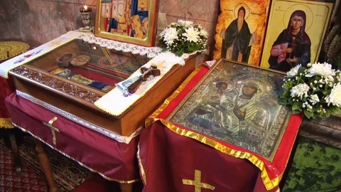 Orthodox Icons and Cross on a Prayer Tab... | Stock Video | Pond5