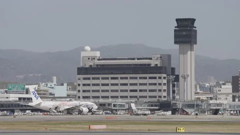 Osaka Airport, Control Tower, Terminal, ... | Stock Video | Pond5