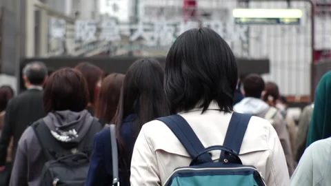 OSAKA, JAPAN : Back shot of crowd of peo... | Stock Video | Pond5