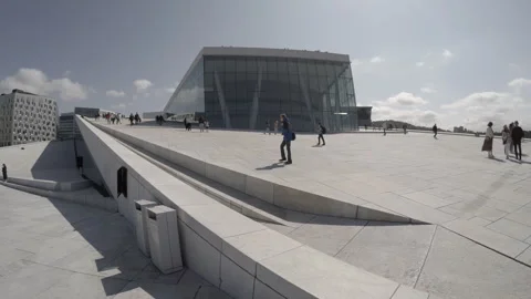 Oslo Opera house roof people walking on ... | Stock Video | Pond5