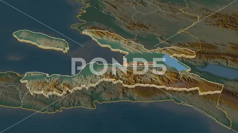 Ouest, Haiti. Topographic relief map with surface waters: Royalty Free ...