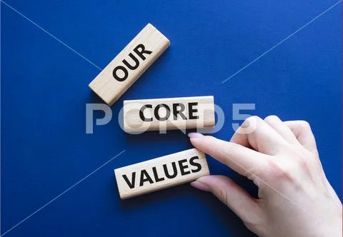 Our core values symbol. Concept words Our core values on wooden blocks ...