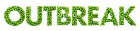 Outbreak word made from green bacteria cell molecule font. Health and ...