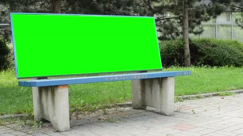 outdoor bench - billboard - green screen... | Stock Video | Pond5