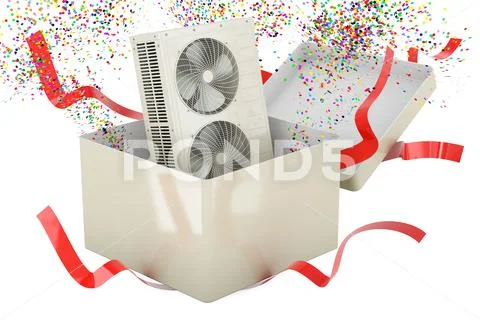 Outdoor Compressor Multi-Zone Unit, Air Conditioner inside gift box, 3D ...