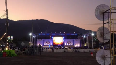 Outdoor Concert Stage at Sunset with Sce... | Stock Video | Pond5