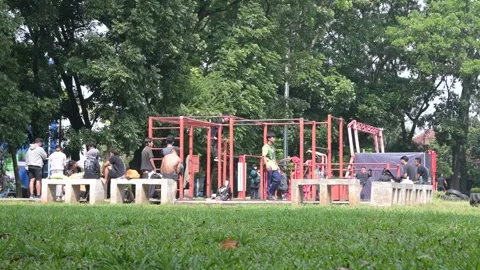 Outdoor crossfit gym at Bandung City | Stock Video | Pond5