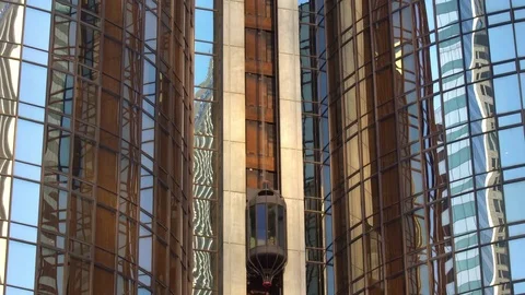 Outdoor glass modern futuristic elevator... | Stock Video | Pond5