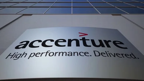 Outdoor signage board with Accenture log... | Stock Video | Pond5