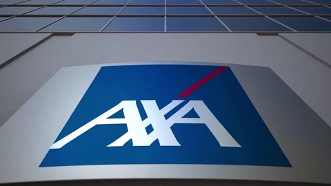 Outdoor signage board with AXA logo. Mod... | Stock Video | Pond5