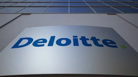 Outdoor signage board with Deloitte logo... | Stock Video | Pond5
