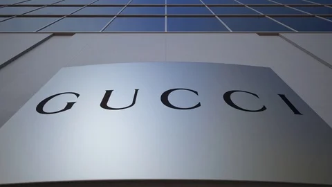 Outdoor signage board with Gucci logo. M... | Stock Video | Pond5