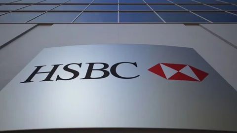 Outdoor signage board with HSBC logo. Mo... | Stock Video | Pond5