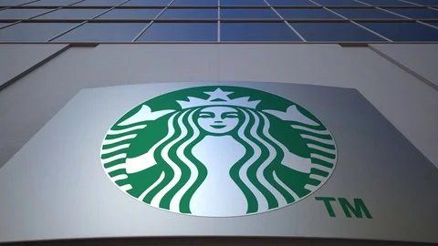 Outdoor signage board with Starbucks log... | Stock Video | Pond5