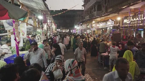 Outdoor street food bazaar where muslims... | Stock Video | Pond5