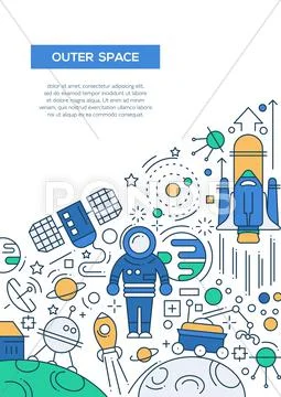 Outer Space - line design brochure poster template A4 ~ Clip Art #66759447