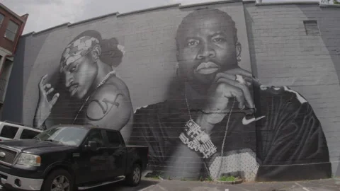 Outkast Hip Hop Artist Mural in Atlanta | Stock Video | Pond5