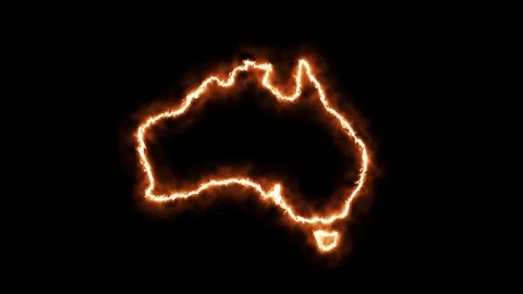 Outline of Australia on fire. Flame outl... | Stock Video | Pond5