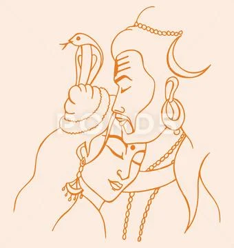 Outline illustration of Hindu God Lord Shiva and his material using ...
