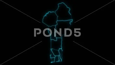 Outline Map of Benin with Departments in Black Background Illustration ...