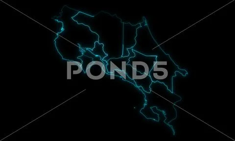 Outline Map of Costa Rica with Provinces with Regions in Black ...