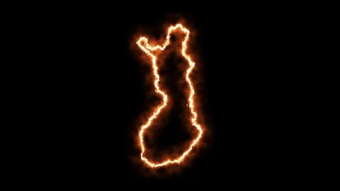 Outline map of Finland on fire. 3D Rende... | Stock Video | Pond5