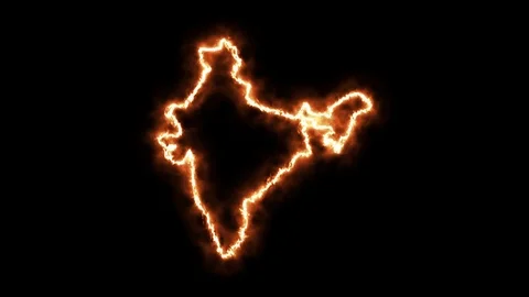 Outline map of India on fire. 3D Render | Stock Video | Pond5