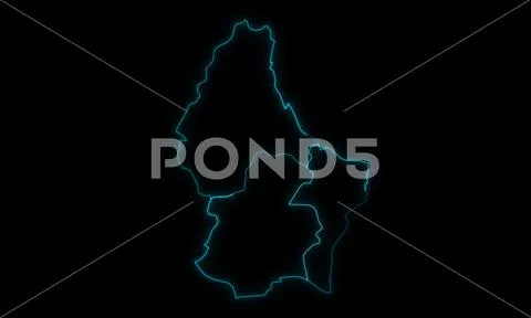 Outline Map of Luxembourg with Districts in Black Background ~ Clip Art ...