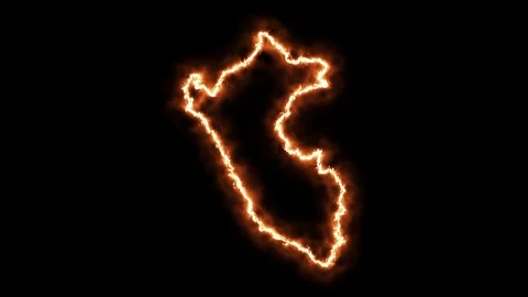 Outline map of Peru on fire. 3D Render | Stock Video | Pond5