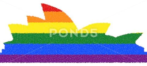 Outline of Sydney Opera House in the colors of the Rainbow Flag ~ Clip ...