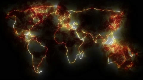Outline of world map with fire. Burning ... | Stock Video | Pond5