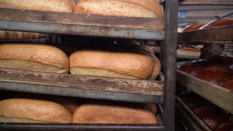 The oven in the bakery. Hot fresh bread ... | Stock Video | Pond5