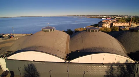 Over the top view of the black roof of t... | Stock Video | Pond5