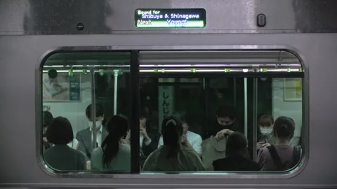 Overcrowded Japanese Yamanote Line Train... | Stock Video | Pond5