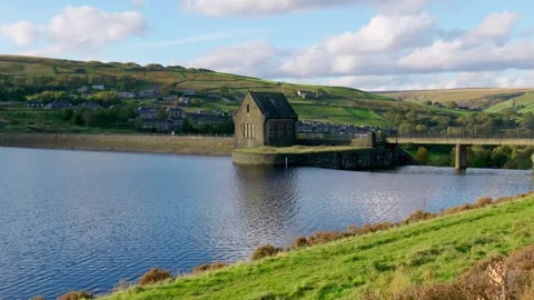 Overflow structures on a man-made dam in... | Stock Video | Pond5