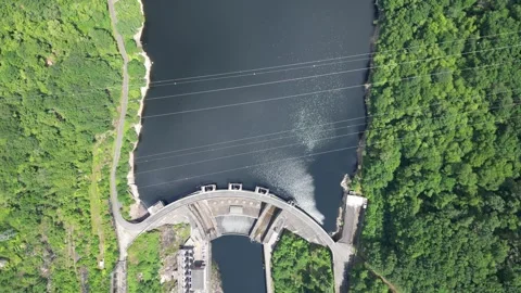 overhead birds eye view dam Barrage Du C... | Stock Video | Pond5