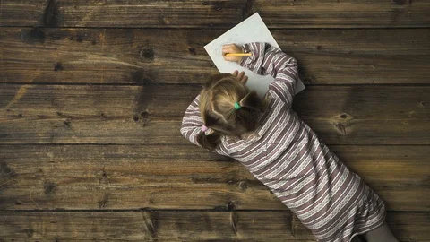 Overhead child girl writing santa claus ... | Stock Video | Pond5