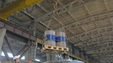 Overhead crane with load, overhead crane... | Stock Video | Pond5