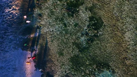 Overhead drone shot of group of people w... | Stock Video | Pond5