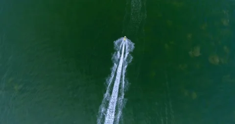 Overhead Drone View of Jet Ski in Ocean,... | Stock Video | Pond5