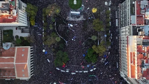 Overhead drone view of student protest d... | Stock Video | Pond5