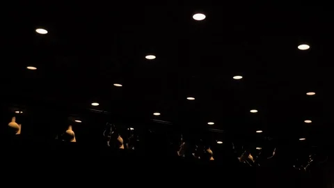 Overhead lights slowly turning off befor... | Stock Video | Pond5