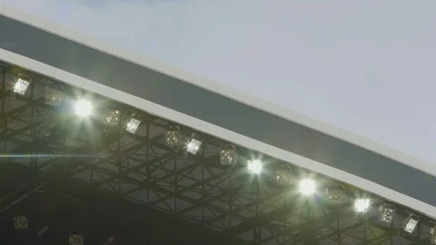 Overhead nocturnal lights of a soccer st... | Stock Video | Pond5