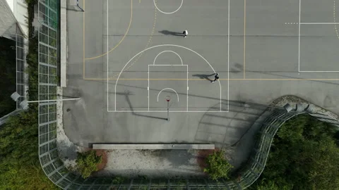 Overhead shot of a basketball court in a... | Stock Video | Pond5